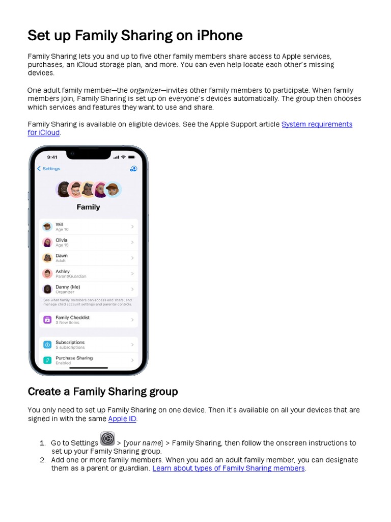 Set Up Family Sharing On Iphone 14 | PDF | Ios | I Cloud