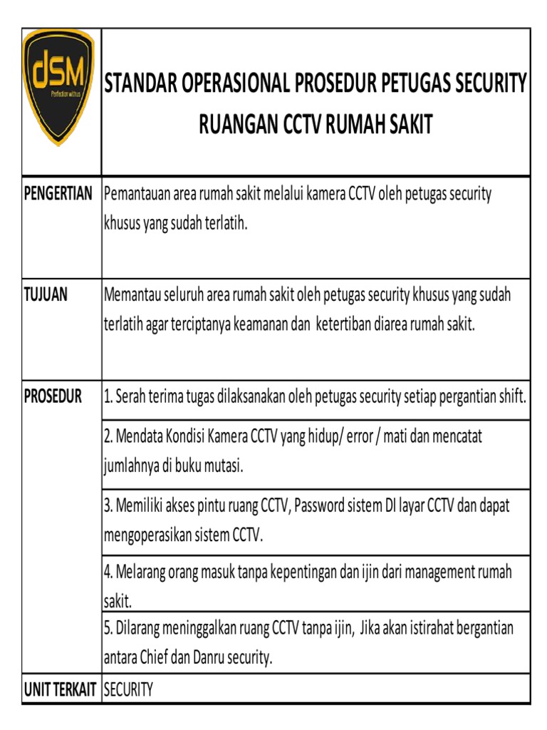 Sop Security Ruang CCTV | PDF