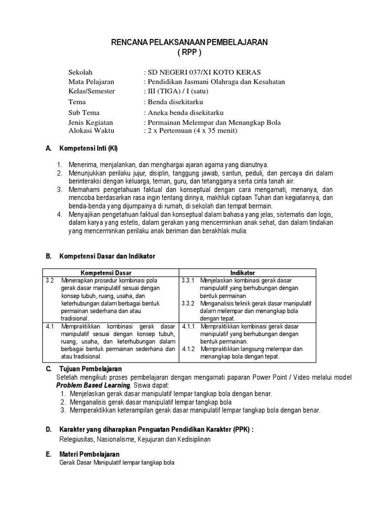 RPP PBL Manipulatif | PDF