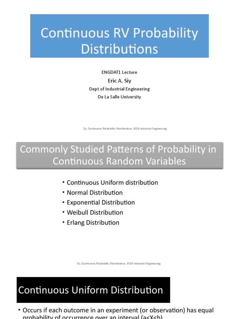 Continuous RV Probability Distributions | PDF | Probability Distribution | Normal Distribution