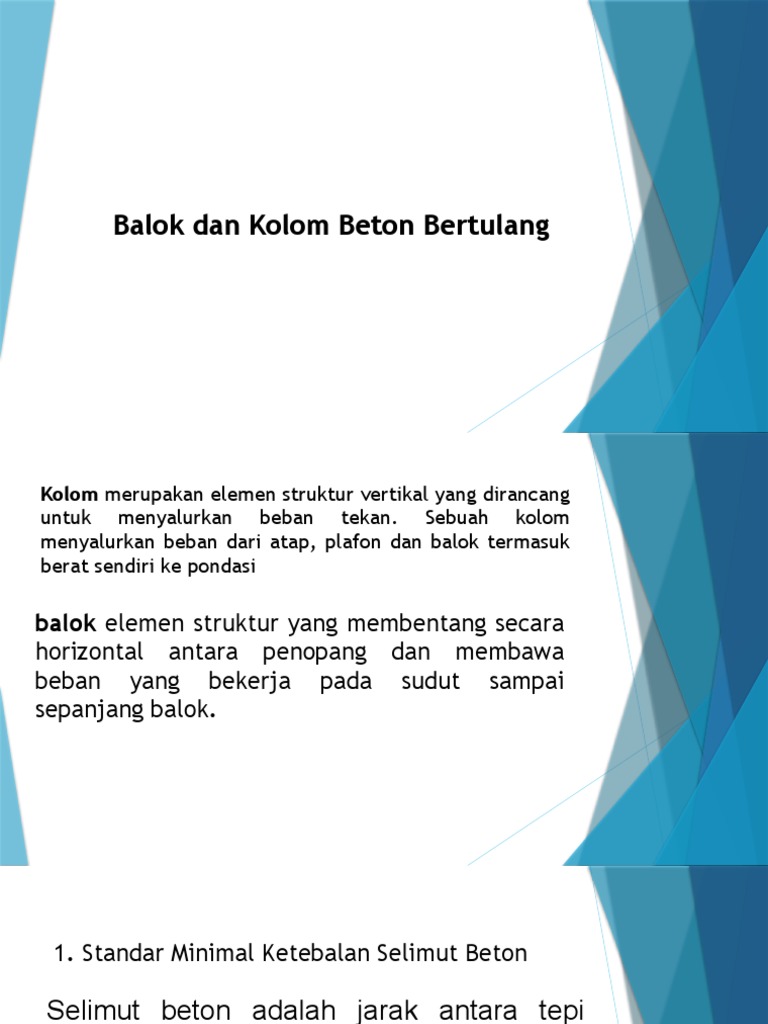 Dimensi dan Penulangan Balok Kolom Beton | PDF | Teknologi & Rekayasa