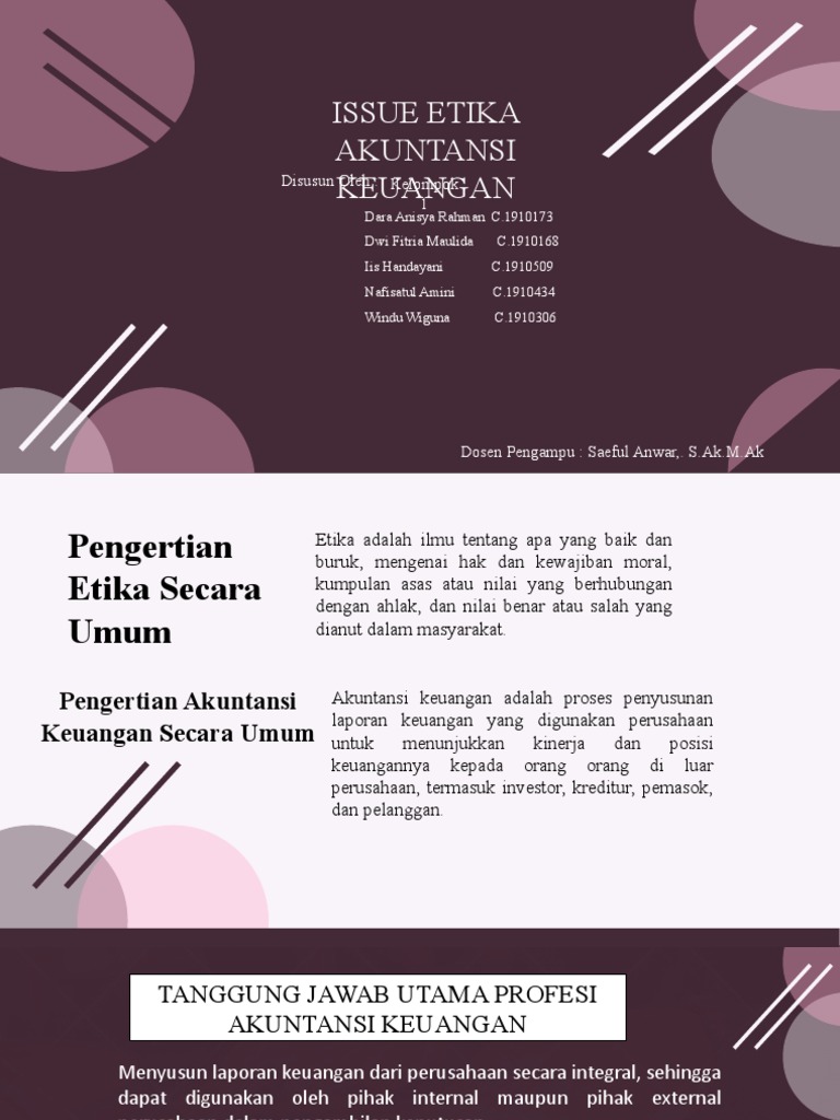 Etika Akuntansi KEuangan | PDF | Pengelolaan Keuangan & Uang