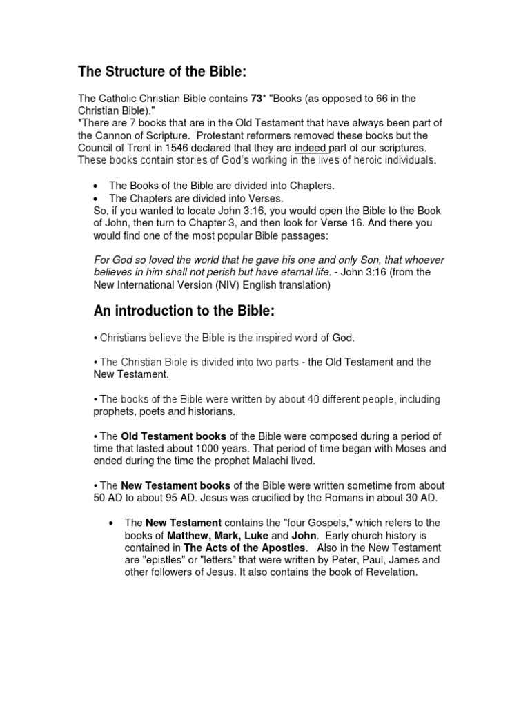 Catholic Bible Structure Explained | PDF | New Testament | Bible