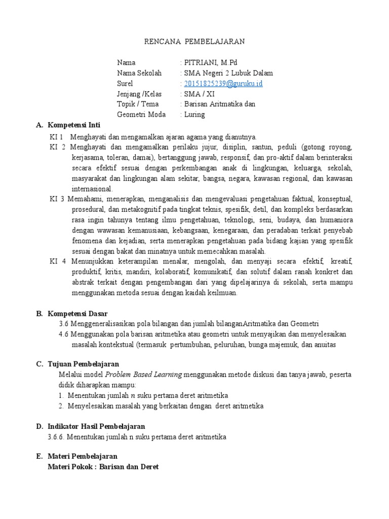 RPP Barder PBL | PDF