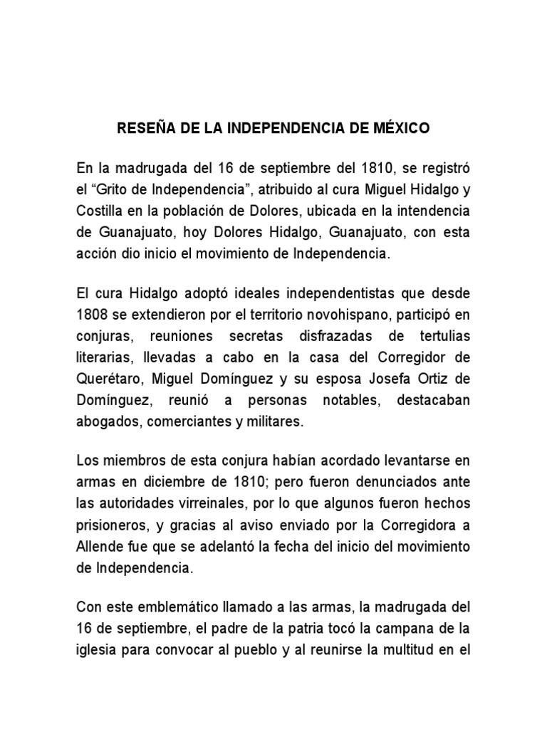 Reseña de La Independencia de México | PDF