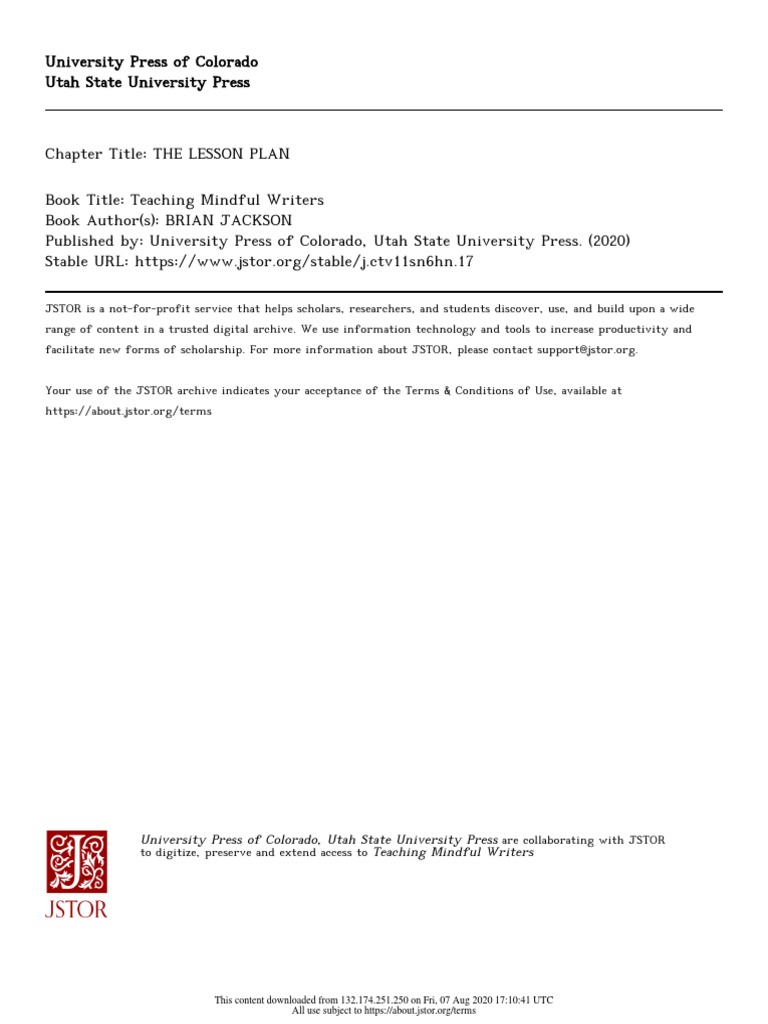 Jackson - The Lesson Plan | PDF | Lesson Plan | Teaching Method