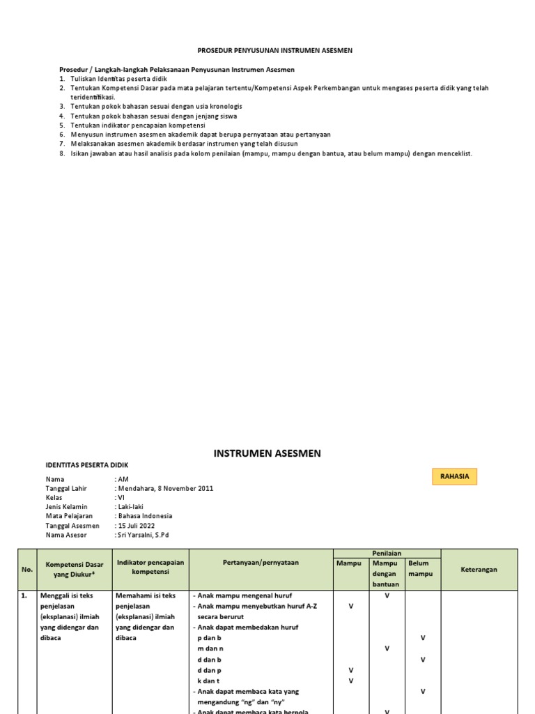 MENYUSUN INSTRUMEN ASESMEN | PDF