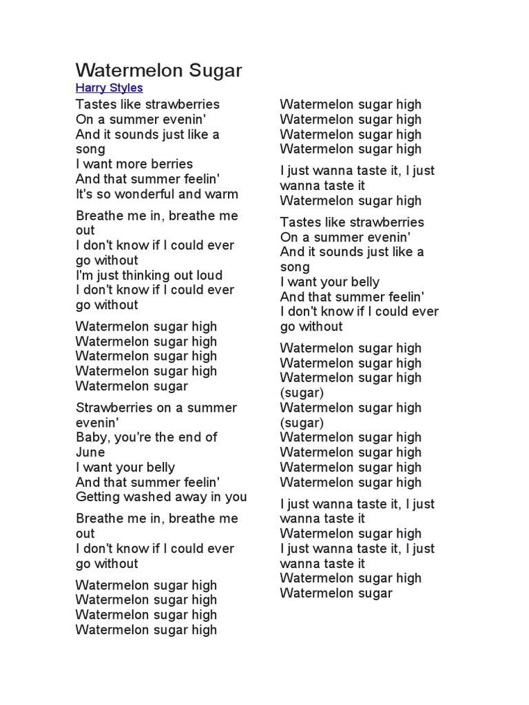 Watermelon Sugar Letra P Alice | PDF