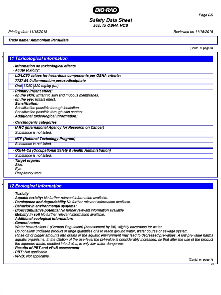 Safety Data Sheet: 11 Toxicological Information | Download Free PDF ...