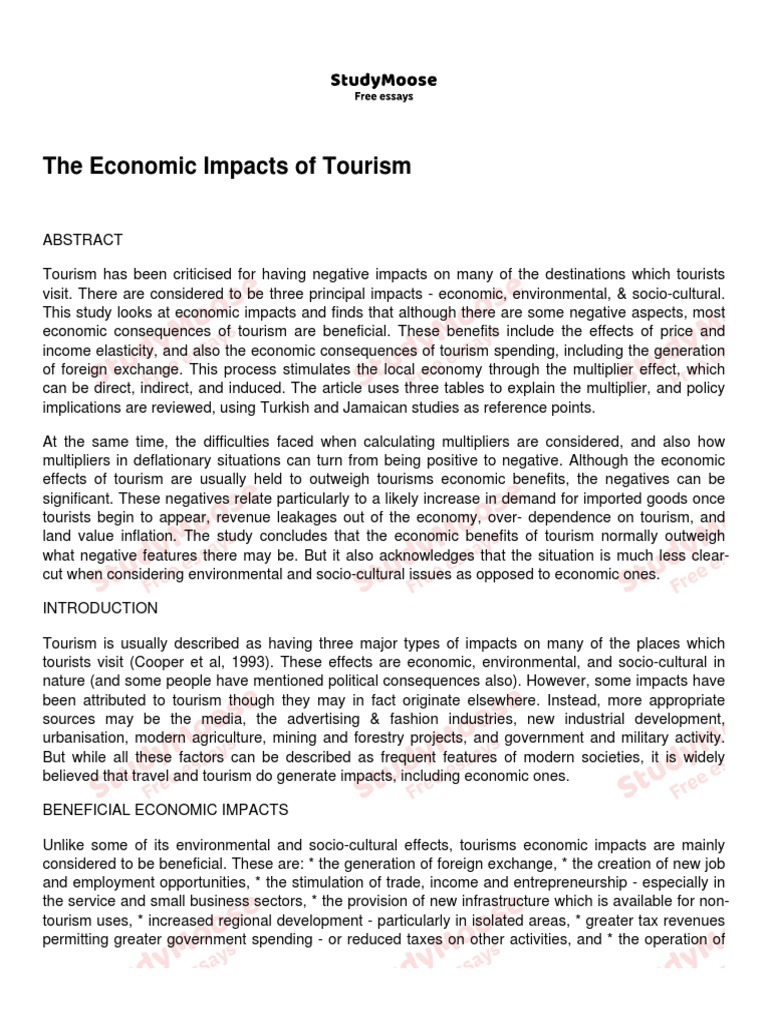 The Economic Impacts of Tourism | PDF | Tourism | Taxes