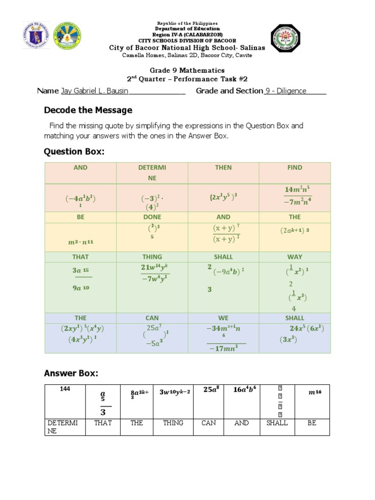Jay Gabriel L Bausin - M9Q2-PTask2 | Download Free PDF | Behavior Modification | Science