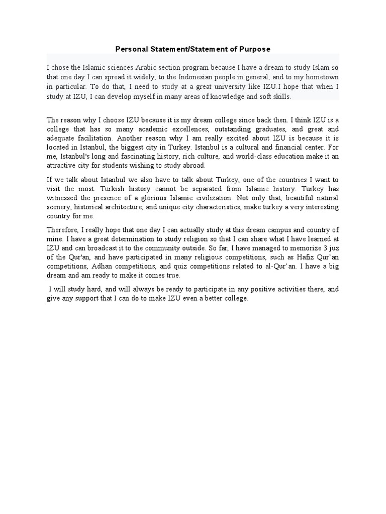 Personal Statement | PDF | Travel | Religion & Spirituality