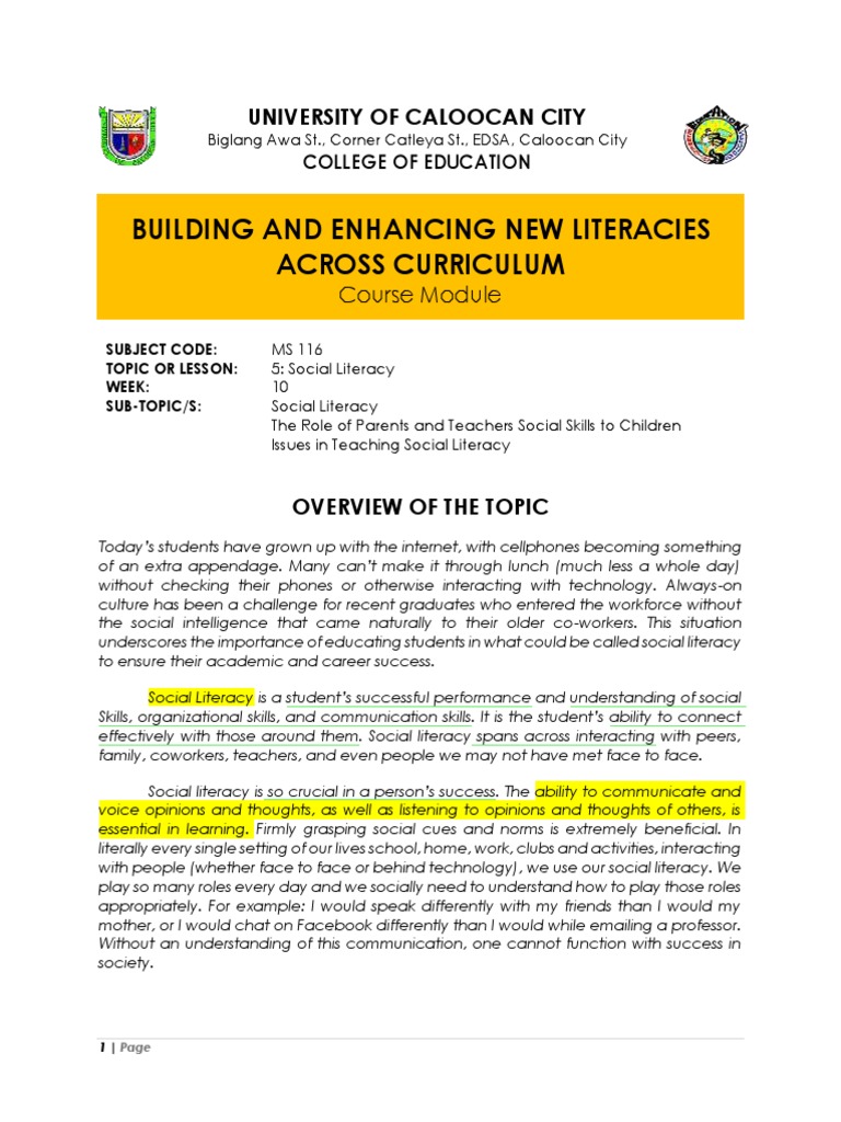 Benlac Module 5 | Download Free PDF | Literacy | Nonverbal Communication