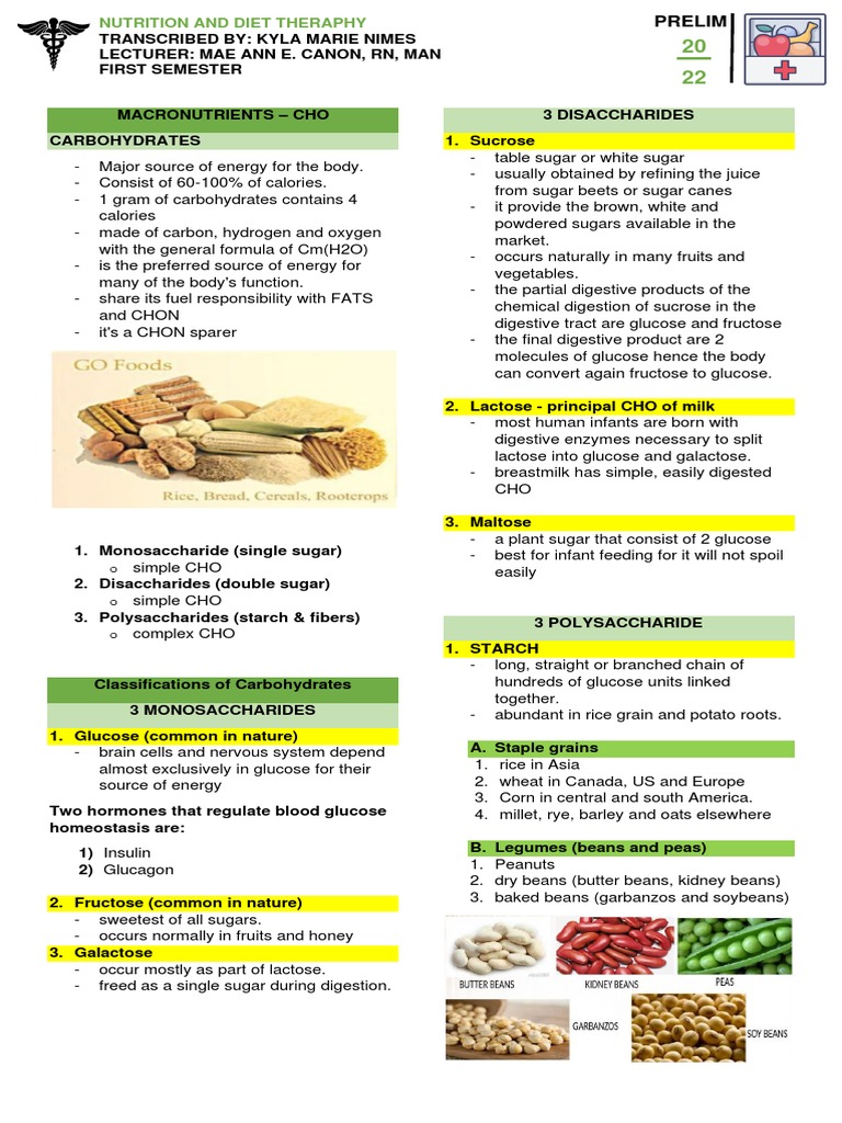 Macronutrients Cho | PDF | Fat | Diet & Nutrition