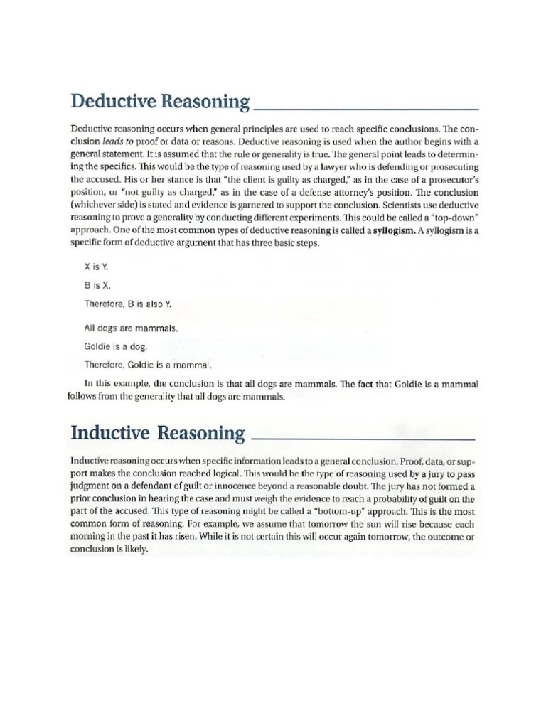 Deductive and Inductive Reasoning | PDF