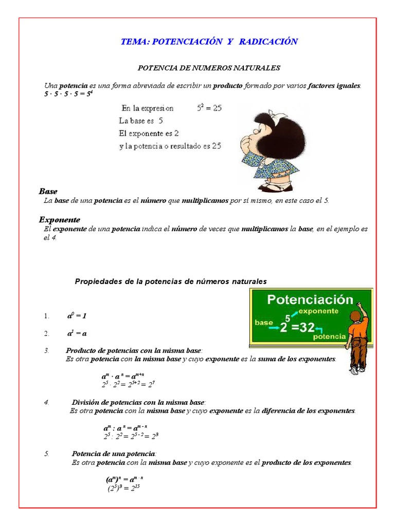 Potencia y Radicacion - 2022 | PDF | Exponenciación | Multiplicación
