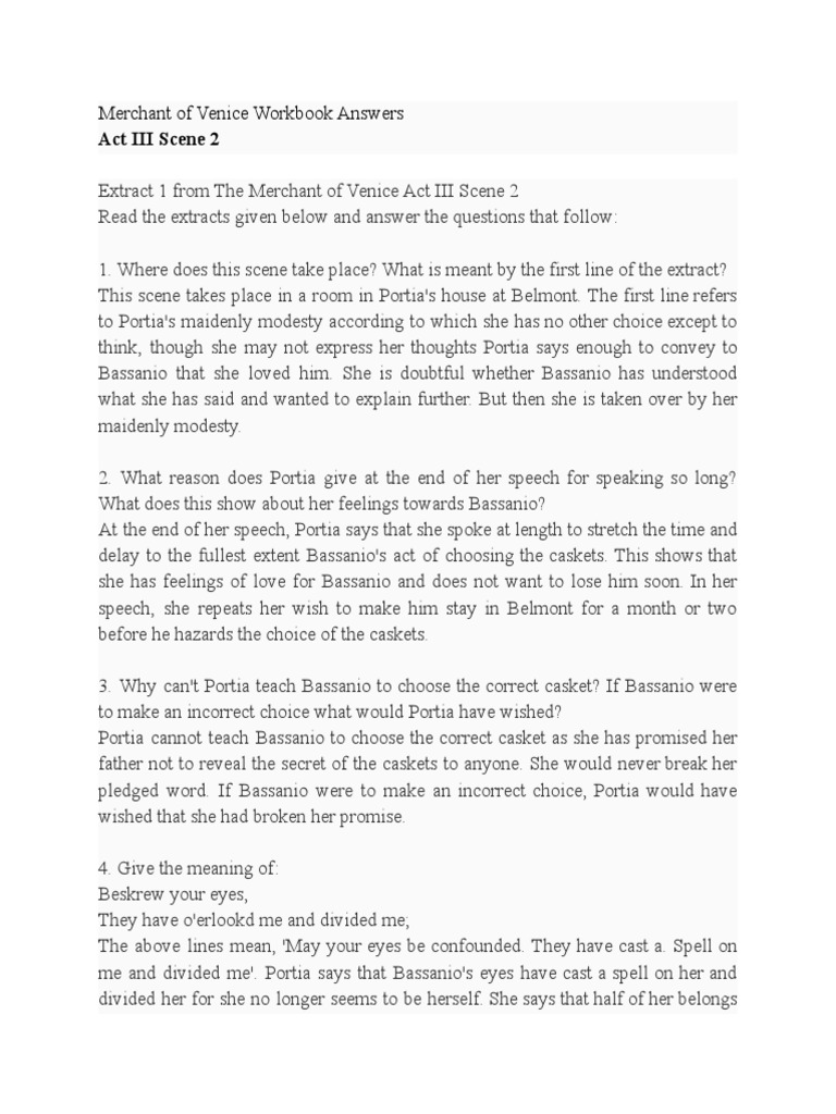 Merchant of Venice Act 3 SC 2 | PDF | The Merchant Of Venice | British ...