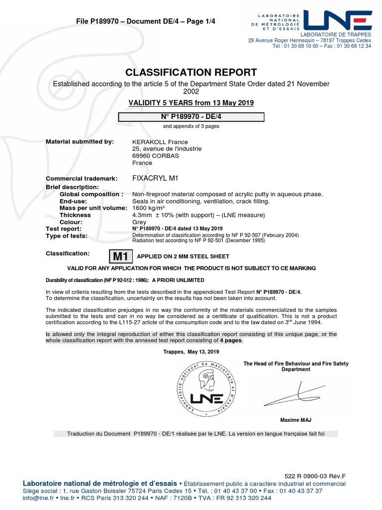 Rapport Certif PV 189970 LNE May 19 - EN (1) Full | PDF