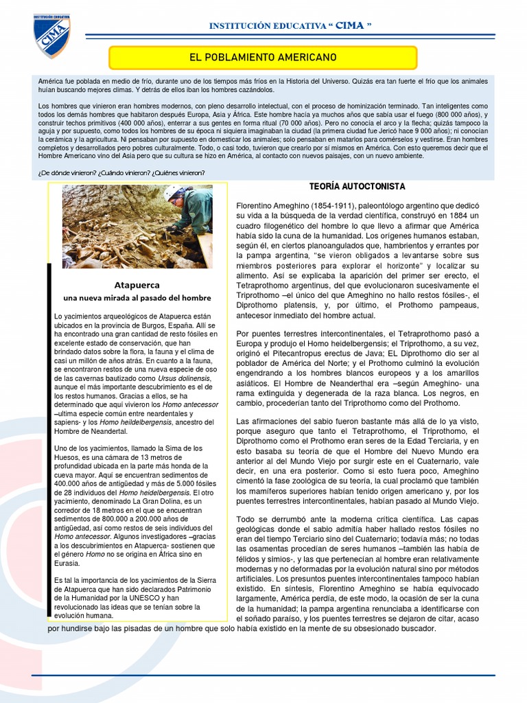 El Poblamiento de América - Teoría Autoctonista | PDF | neanderthal | Homo
