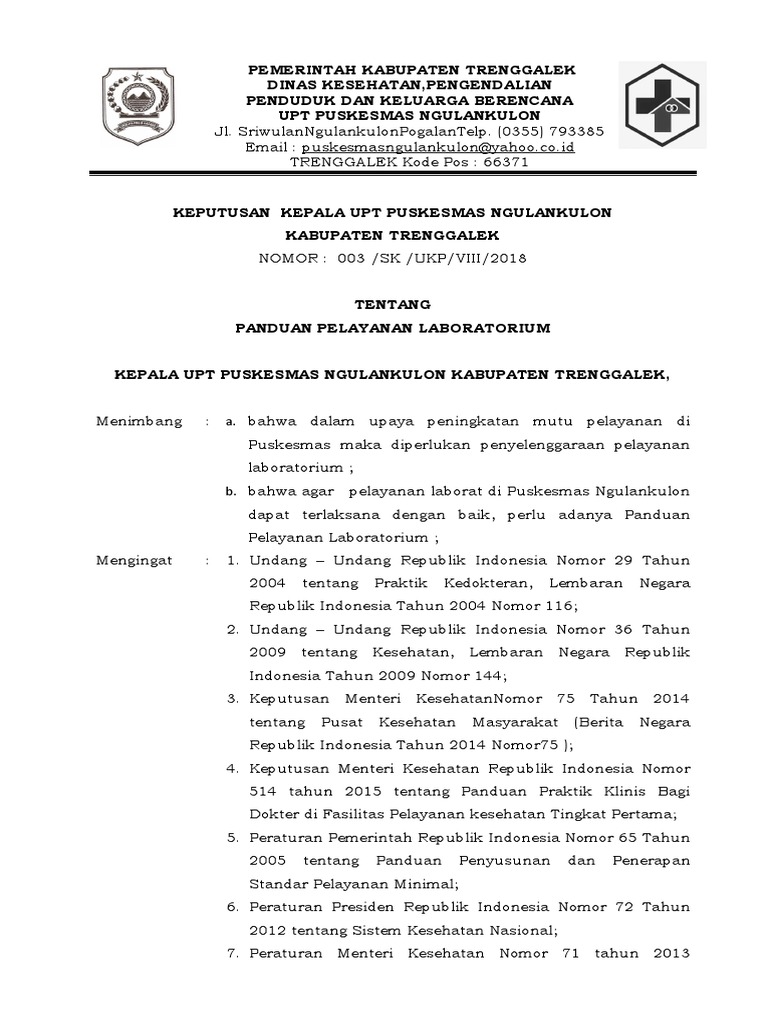 2 SK Pedoman Lab | PDF