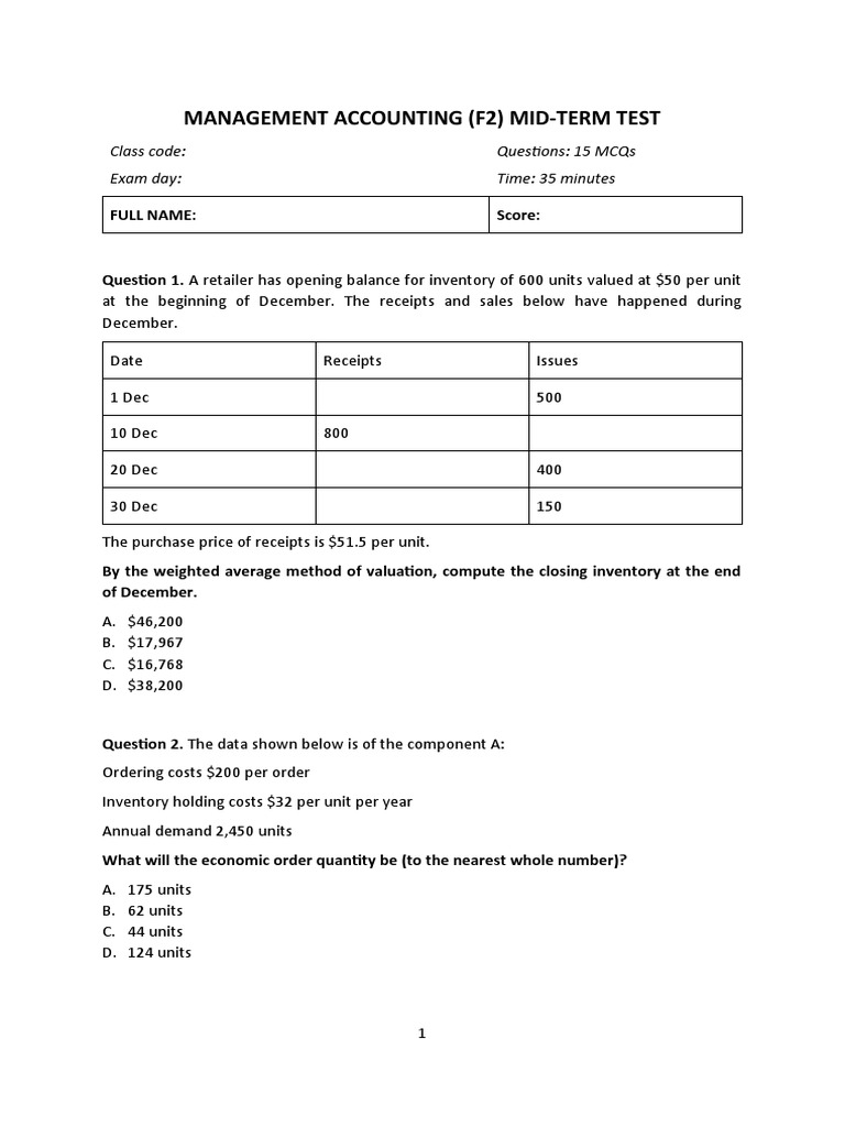 Midterm F2 Question Updated Version 300622 | PDF | Economies | Business