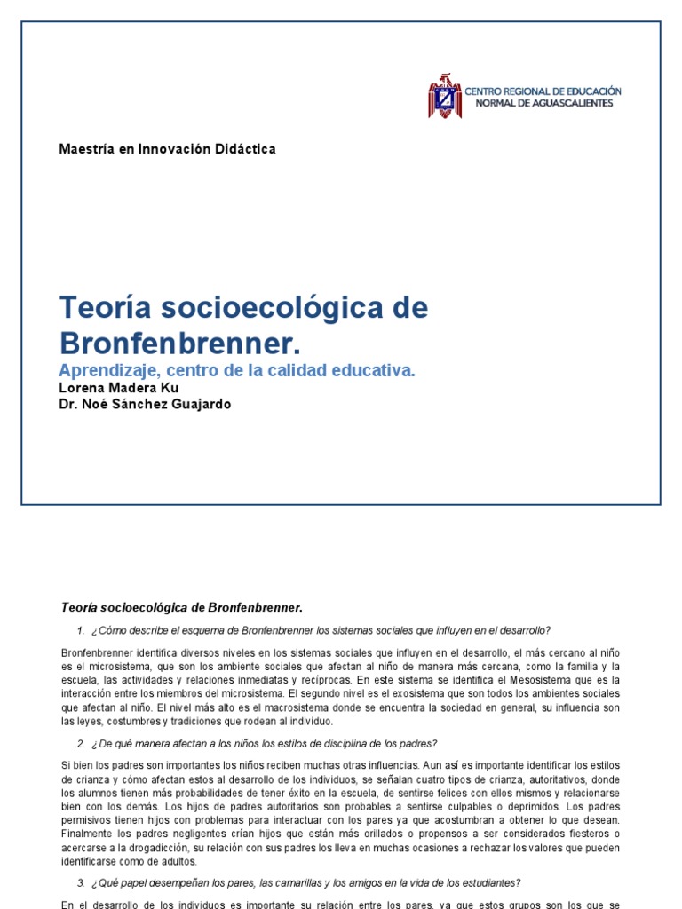 Actividades 3 Bronfenbrenner Lorena Madera | PDF | Comportamiento | Maestros