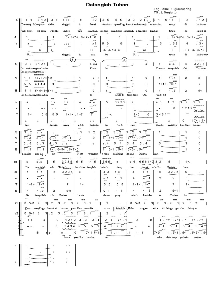 Datanglah Tuhan (Sigulempong) | PDF