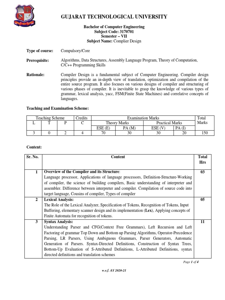 Compiler Design | PDF | Parsing | Compiler Compiler Design | PDF | Parsing | Compiler