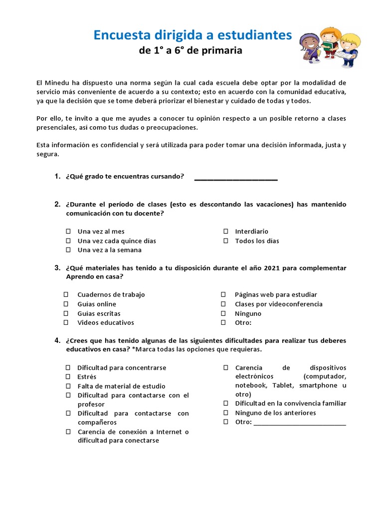 Encuesta Escolar sobre Clases 2021 | PDF