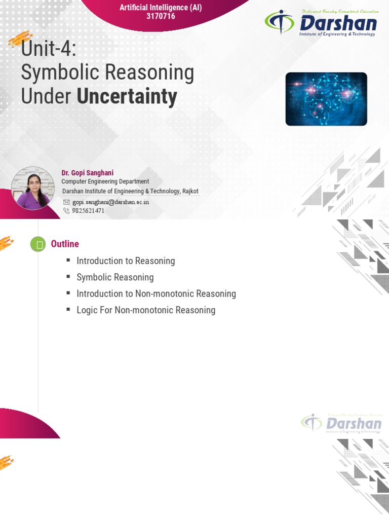 Unit-4: Symbolic Reasoning Under Uncertainty: Dr. Gopi Sanghani | PDF ...