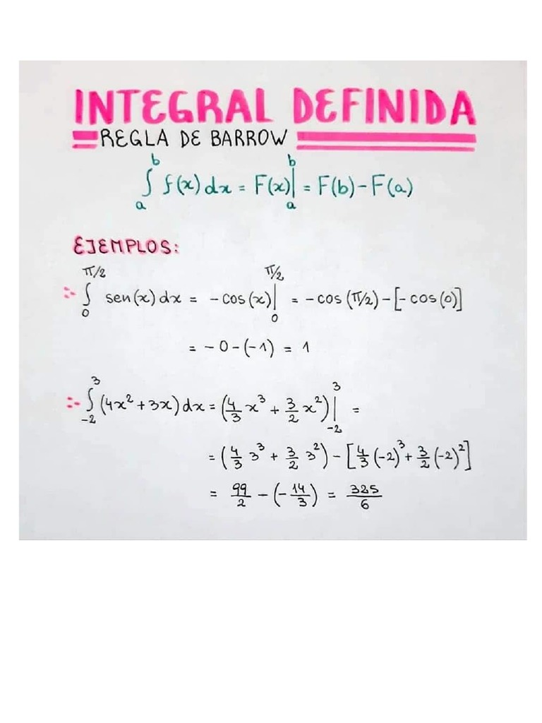 Integral Definida - Regla de Barrow | PDF