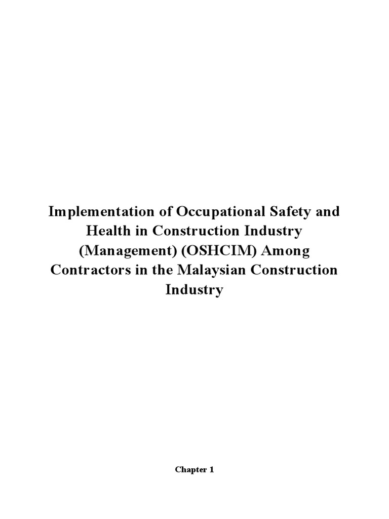 Implementation of Occupational Safety and Health in Construction Industry | PDF | Occupational ...