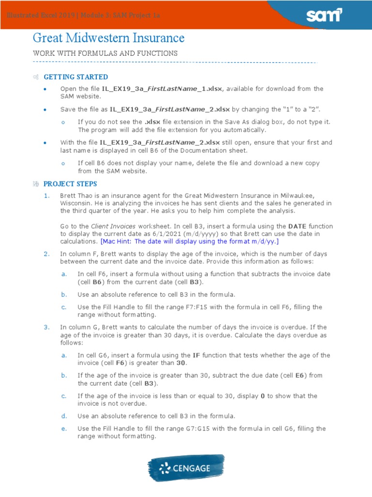 Instructions IL EX19 3a | PDF | Microsoft Excel | Computing