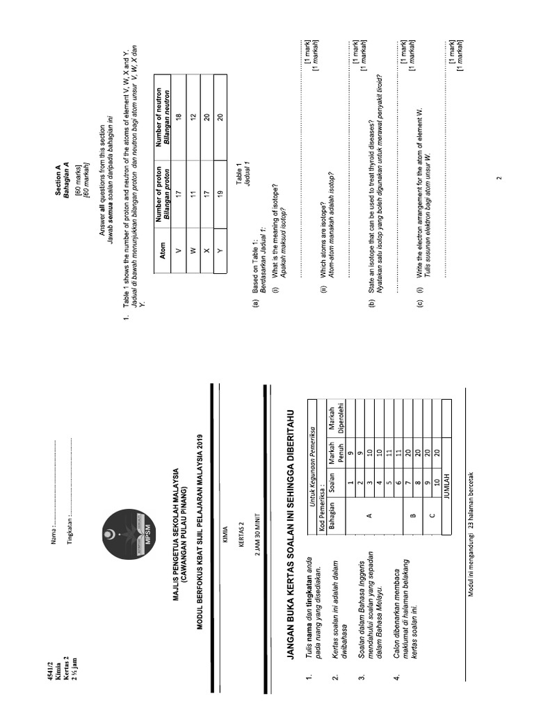 Chemistry Pulau Pinang 2019 P2 | PDF