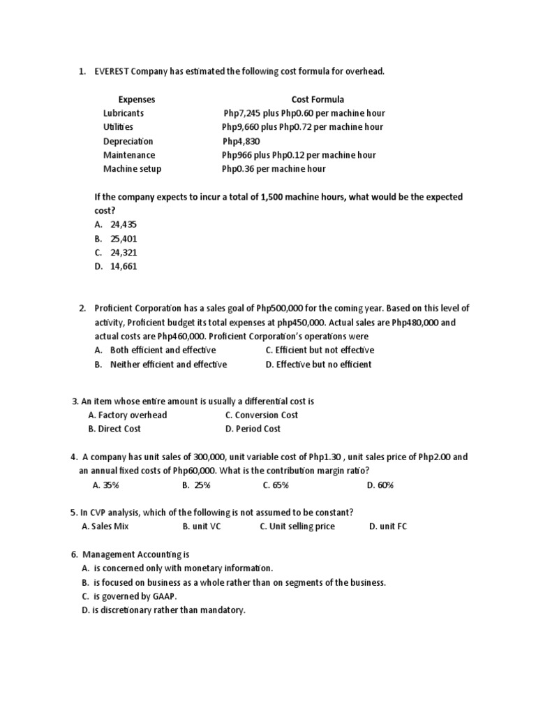 Manac Exam | PDF | Inventory | Cost