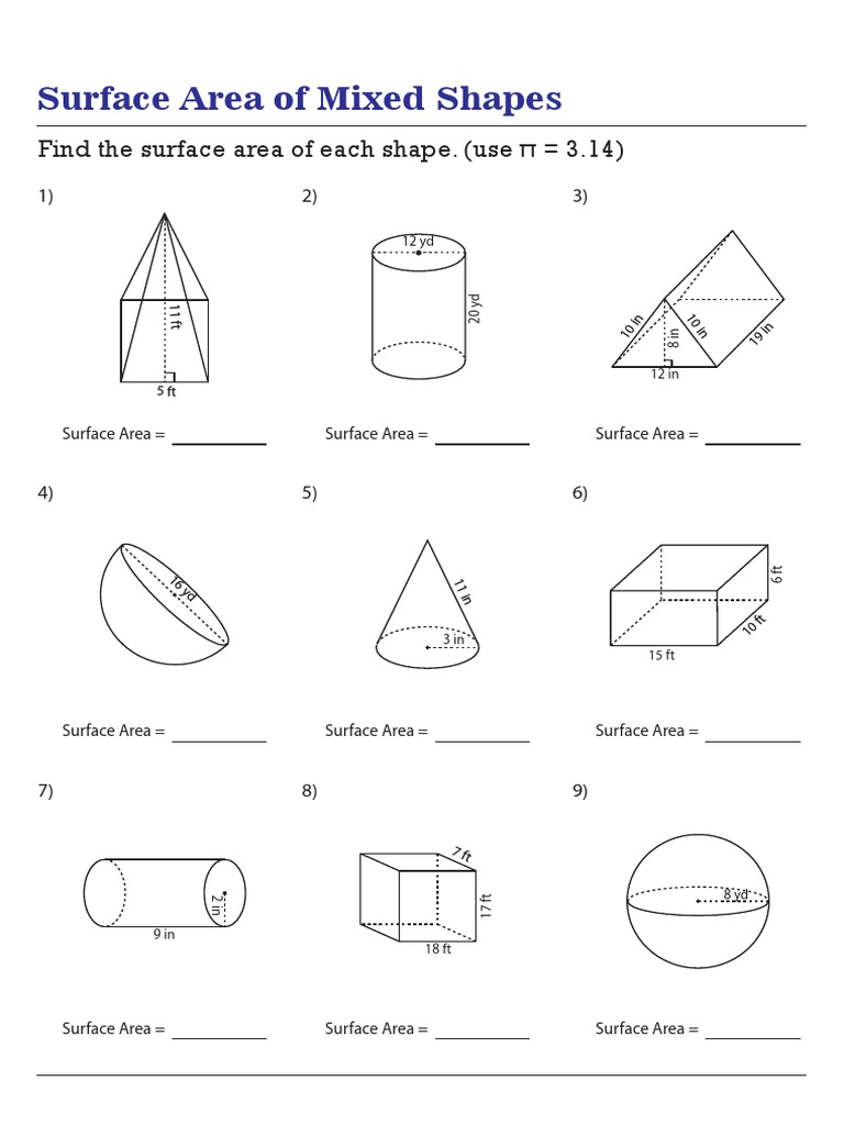 Surface Area Worksheet | PDF