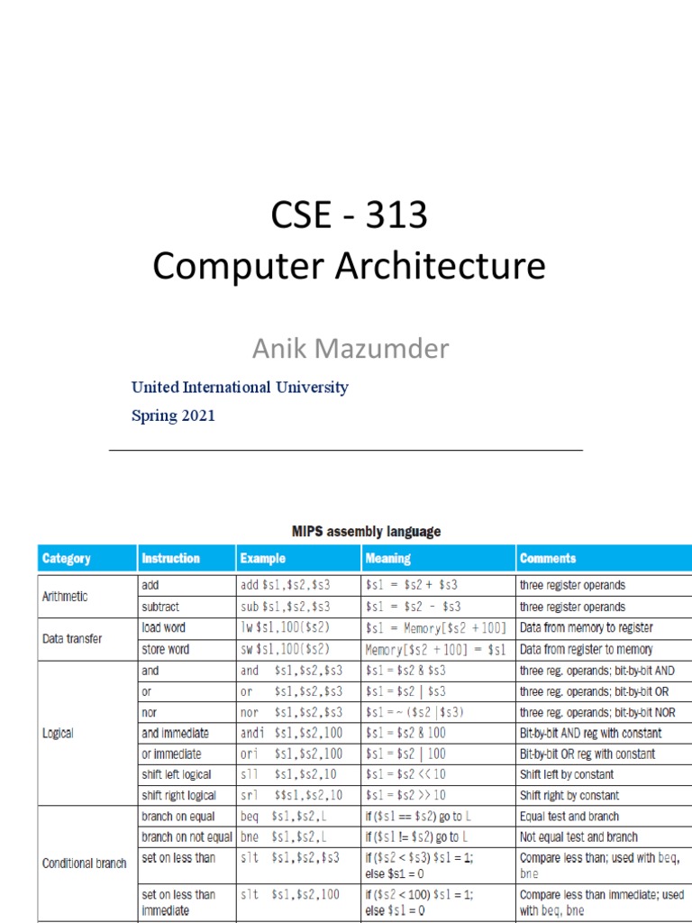 Ca Lecture 4 | PDF | Assembly Language | Array Data Structure