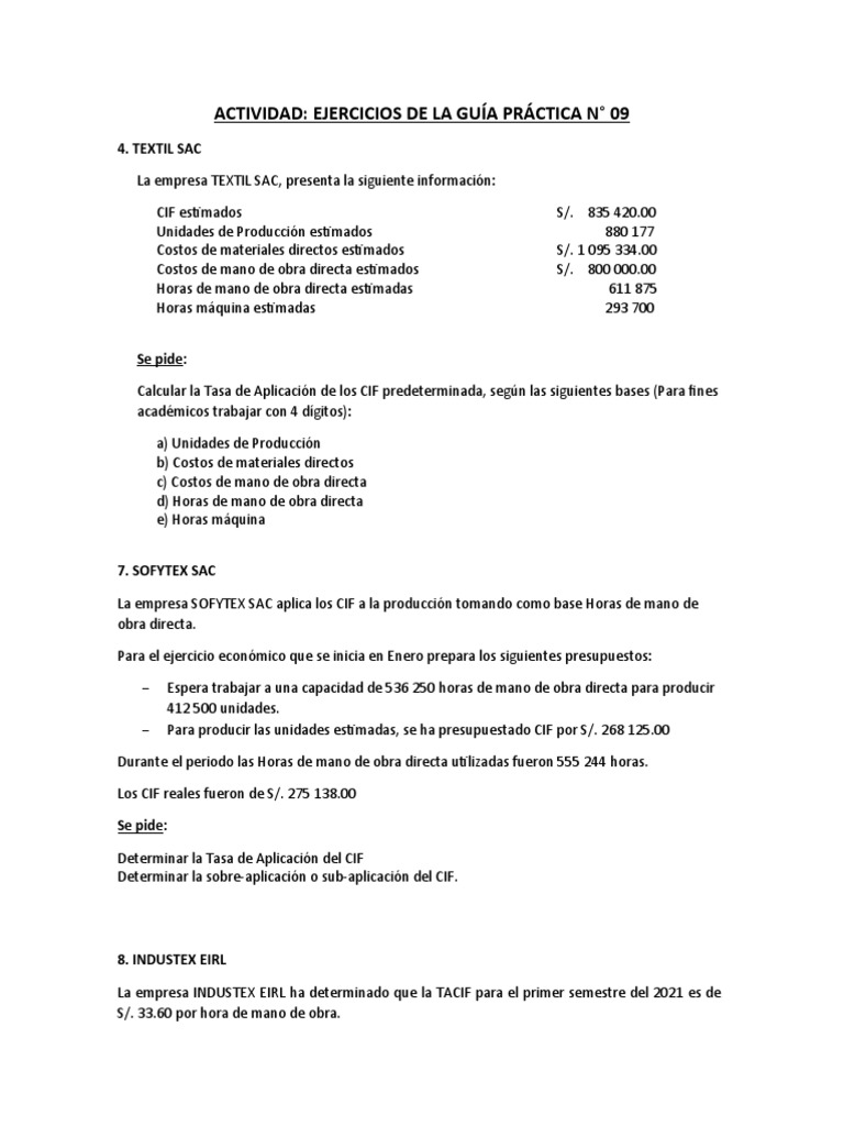 Cálculo de CIF y Tasa de Aplicación | PDF | Presupuesto | Economias