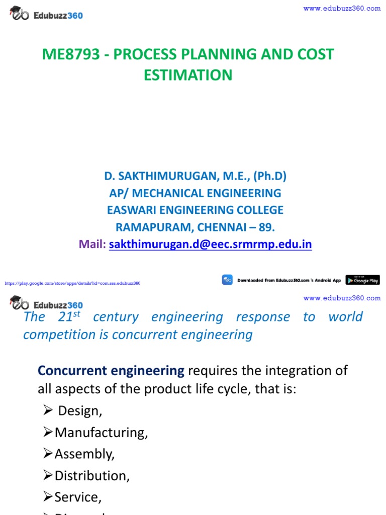 An Introduction to Process Planning and Cost Estimation for Manufacturing | PDF | Specification ...