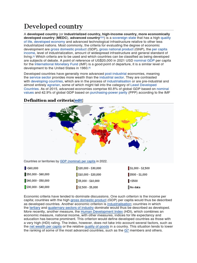 Developed Country | PDF | Developing Country | Economies