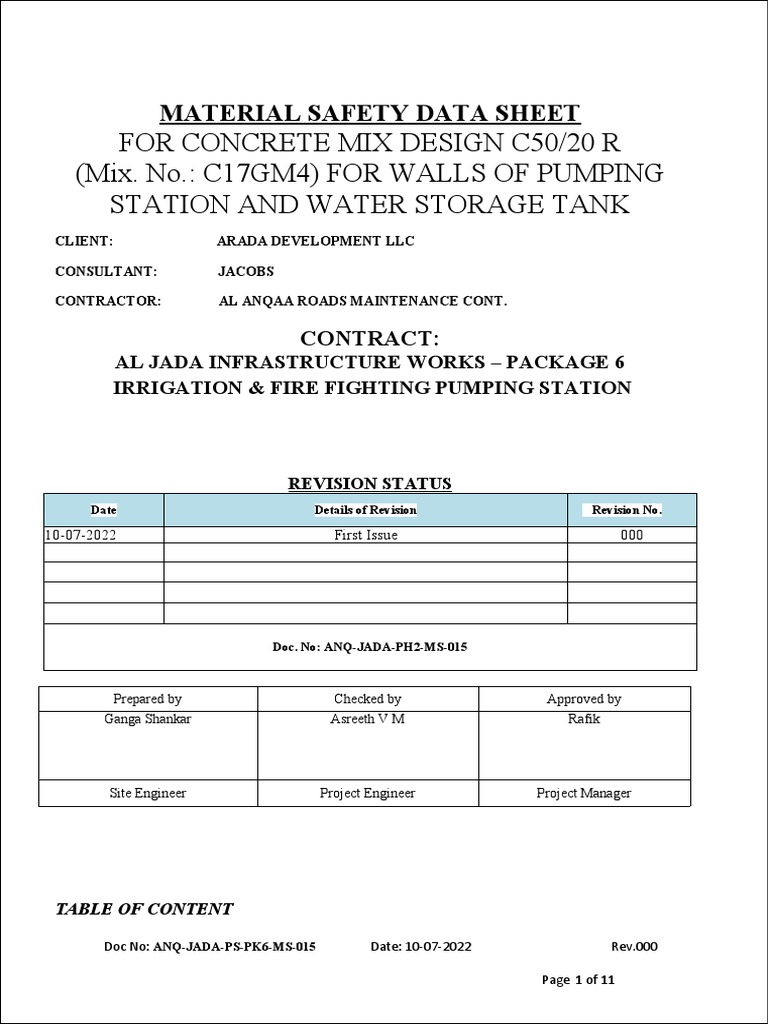 Material Safety Data Sheet For Concrete 13-07-2022 001 | Download Free ...