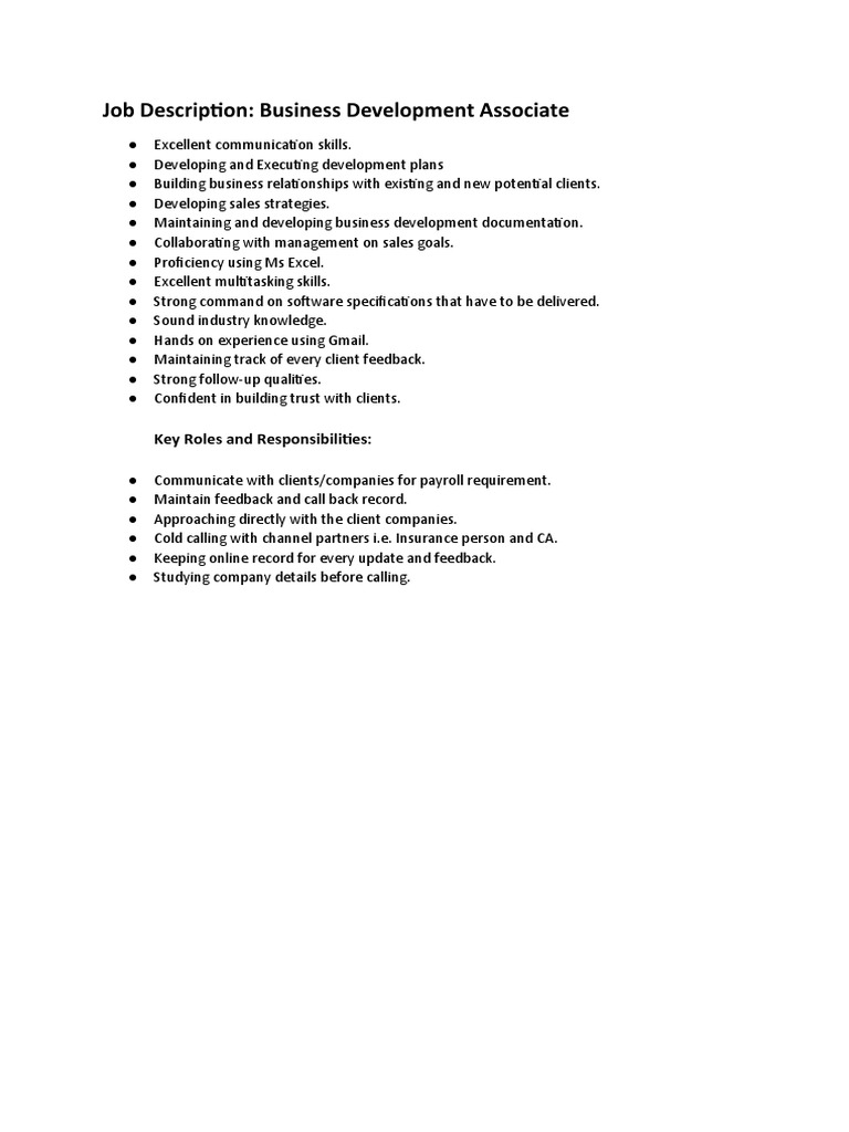 Job Description - BDA | PDF | Business