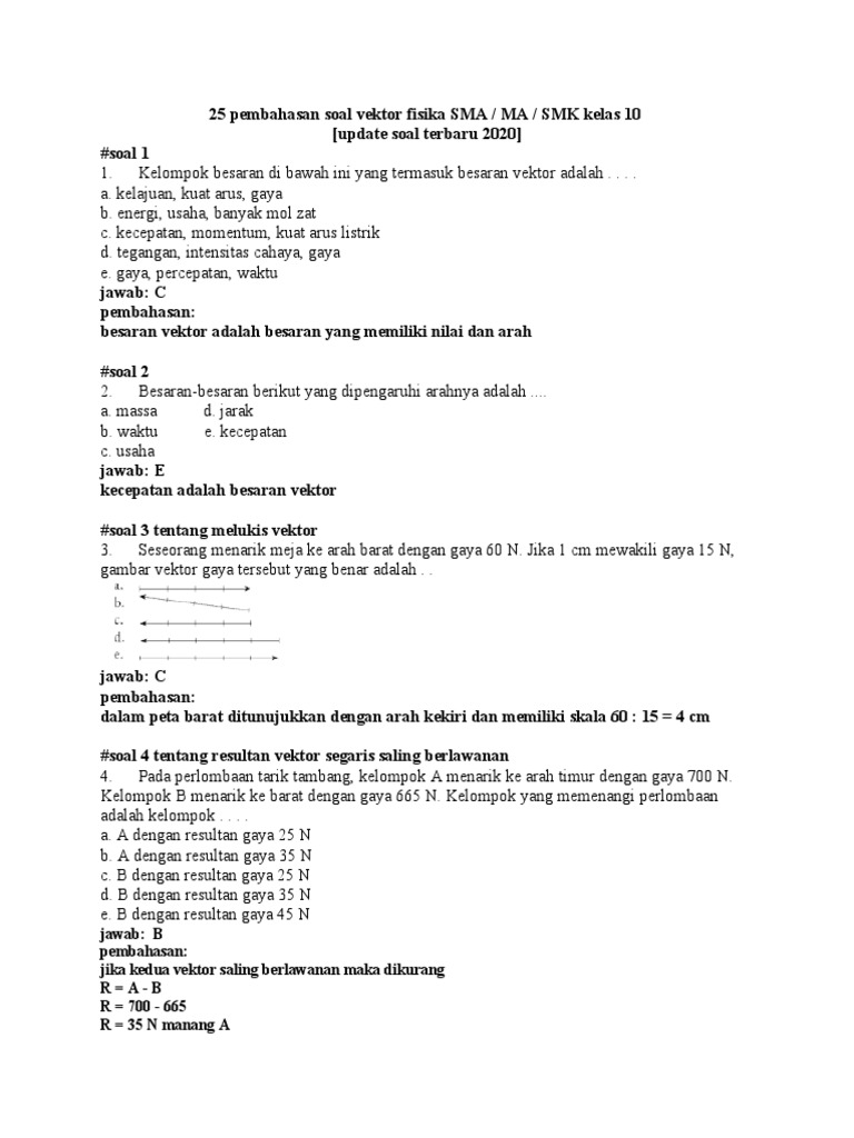 25 Pembahasan Soal Vektor Fisika SMA | PDF