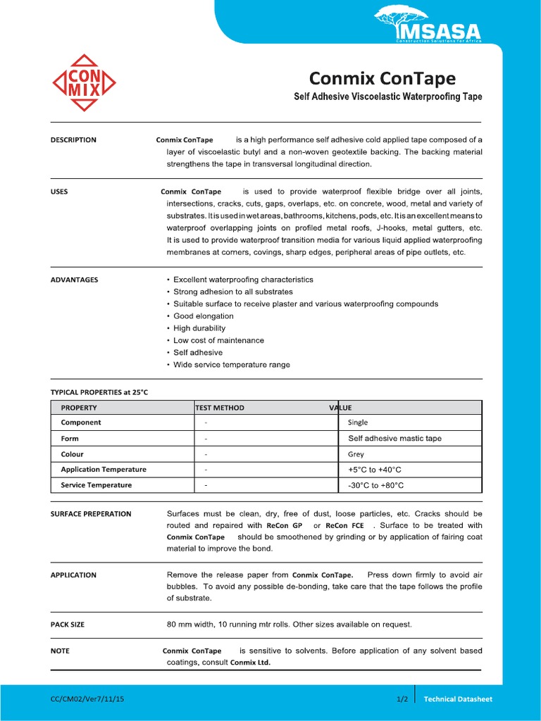 Conmix ConTape Msasa | PDF