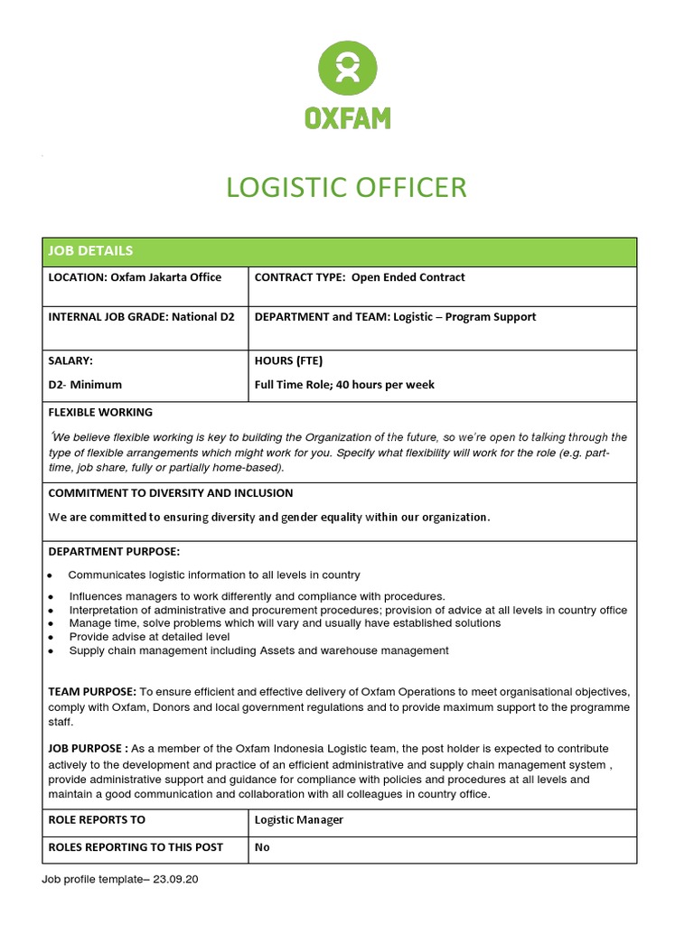 Logistics Officer Job Description | PDF | Logistics | Procurement