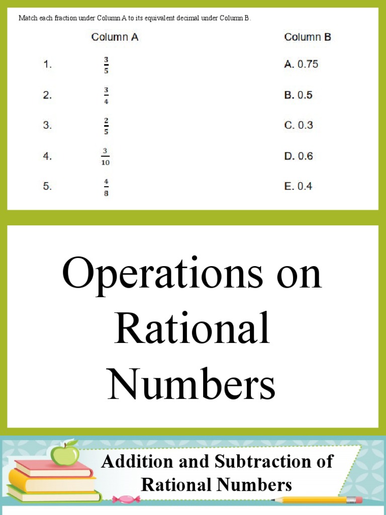 Operations On Rational Numbers | PDF | Rational Number | Mathematical Notation