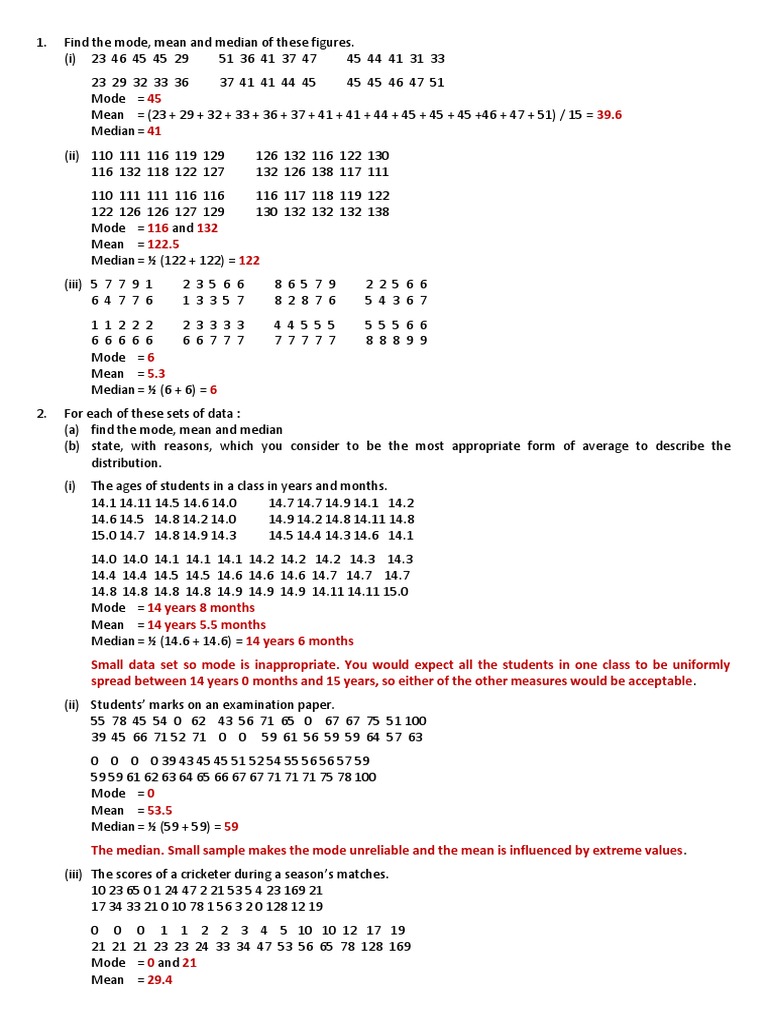 Ex 1B PG 17 | PDF | Mode (Statistics) | Mean