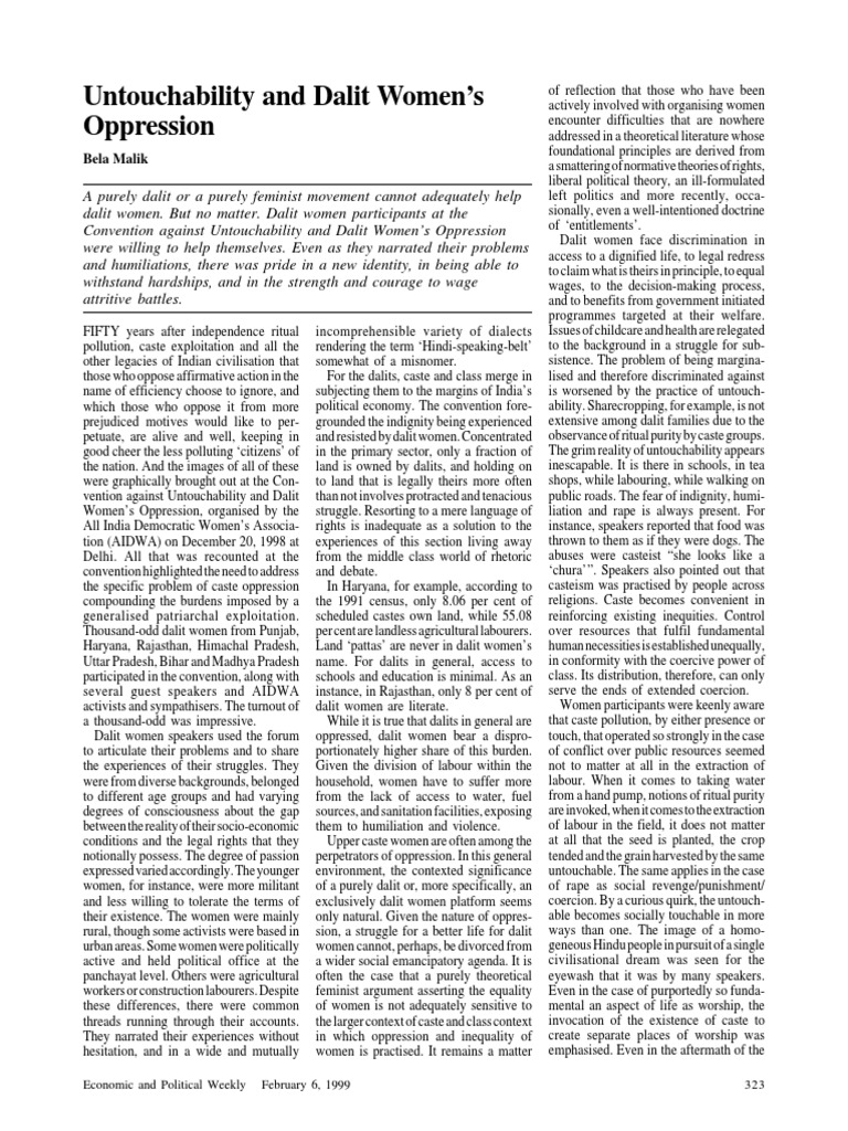 Untouchability and Dalit Womens Oppression | PDF | Dalit | Caste