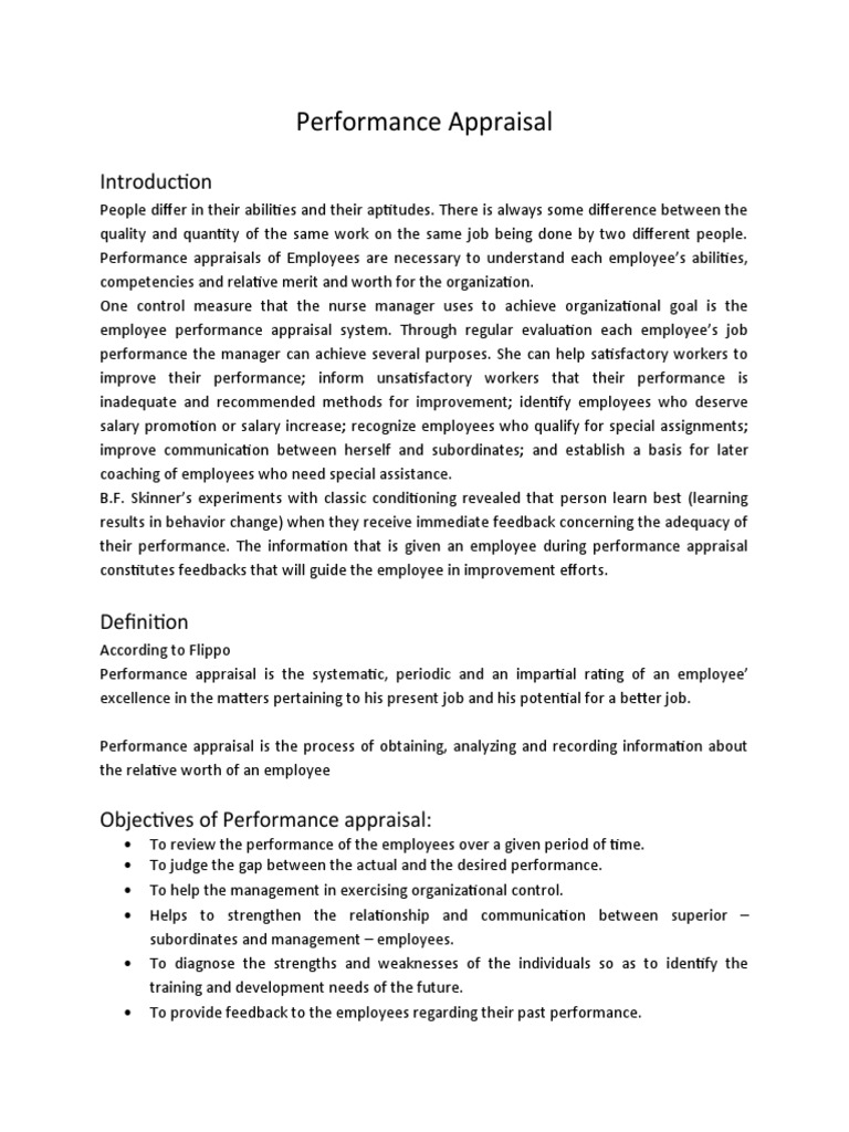 Performance appraisal | PDF | Performance Appraisal | Psychological ...