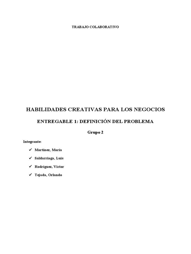 MBA 173B - Grupo 2 - E1 Definición Del Problema | PDF | Cuidado de la salud | Ciencias de la Salud